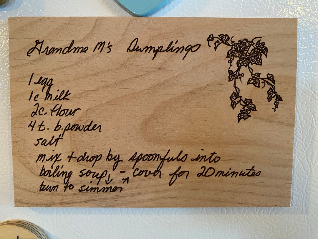 Magnetic Handwritten Wooden Recipe Card, Custom Fridge Magnet, Family ...