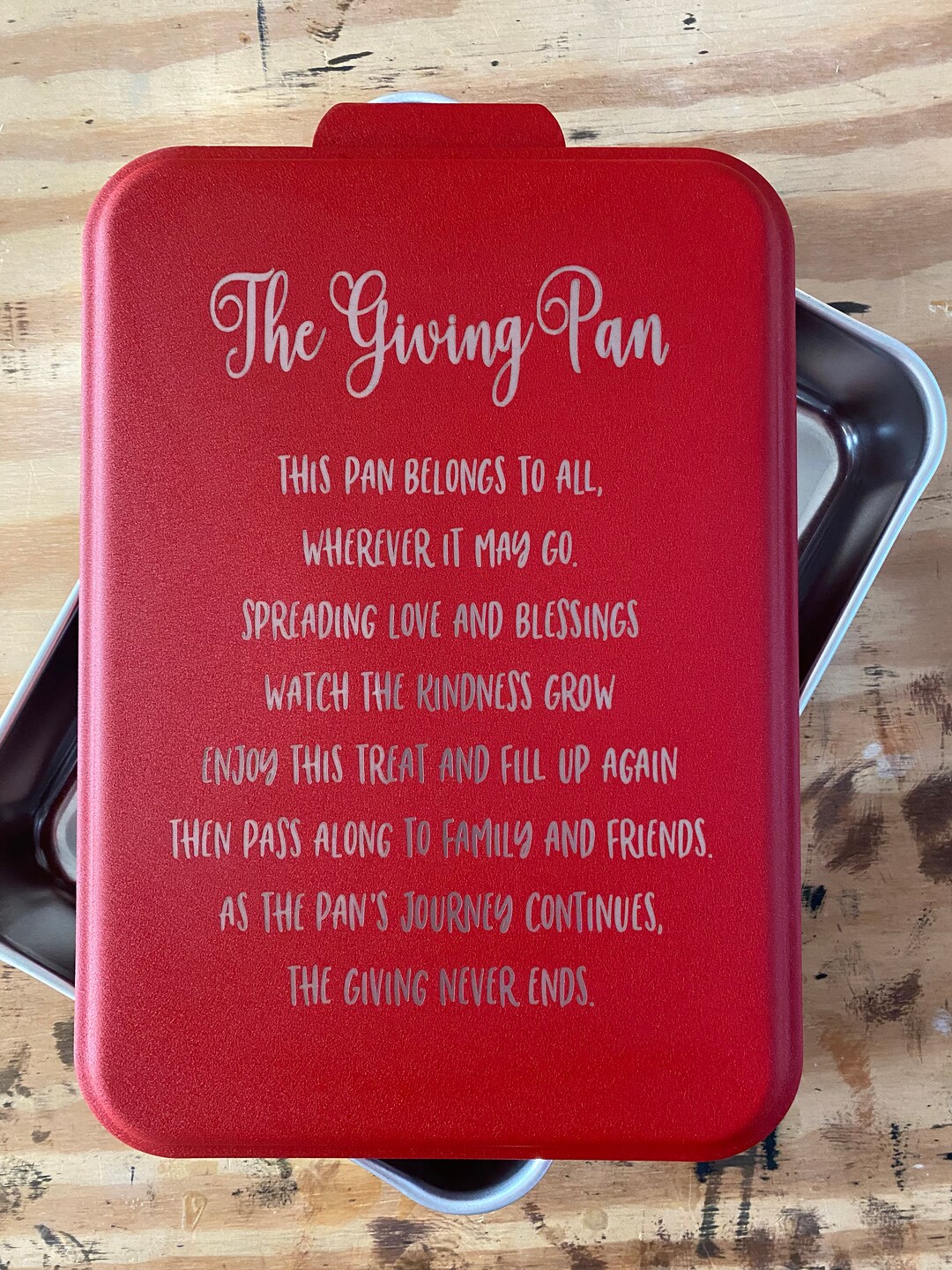 9x13 Aluminum Cake Pan With Colored Lid, Laser Engraved, the Giving Pan ...
