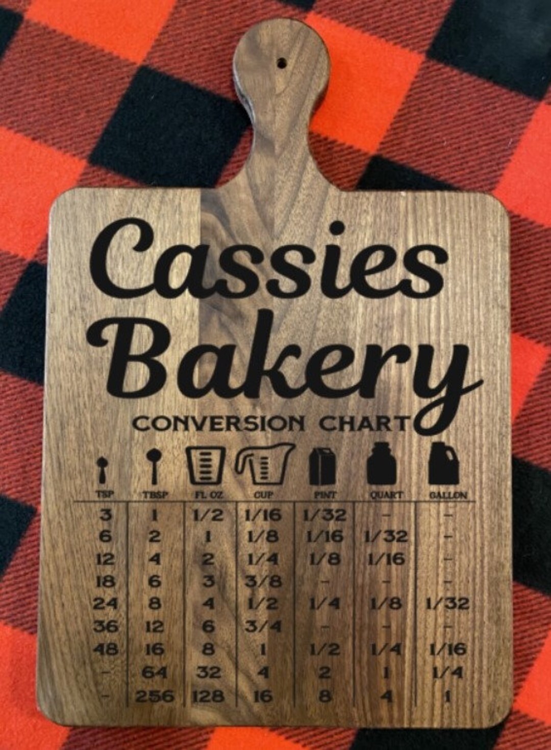 Personalized Bakery Conversion Chart-measurement Chart-laser Engraved ...