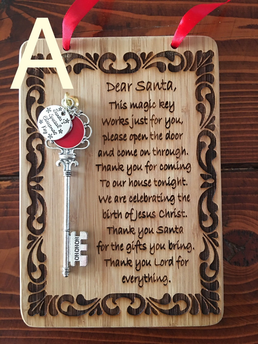 Santa’s Magic Key With Poem Hanging Sign Engraved Wood Plaque No ...