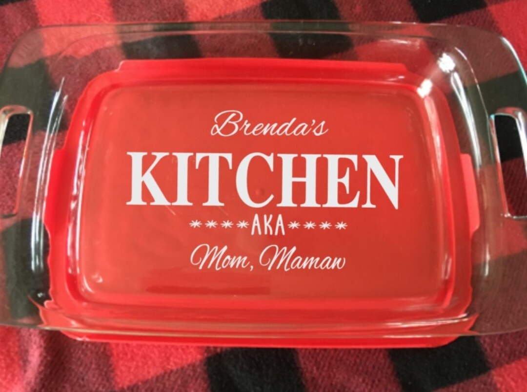 Personalized Pyrex Glass Casserole Baking Dish With Lid "kitchen Aka ...