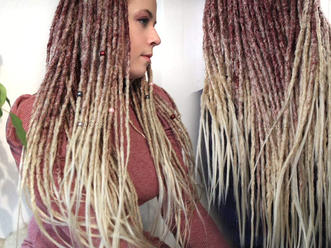 Synthetic Dreads Burgundy Blond Ombre - Realistic & Soft - Dreadlocks ...