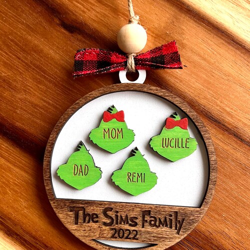 Personalized Mean Green Grinch Family Ornament - Etsy