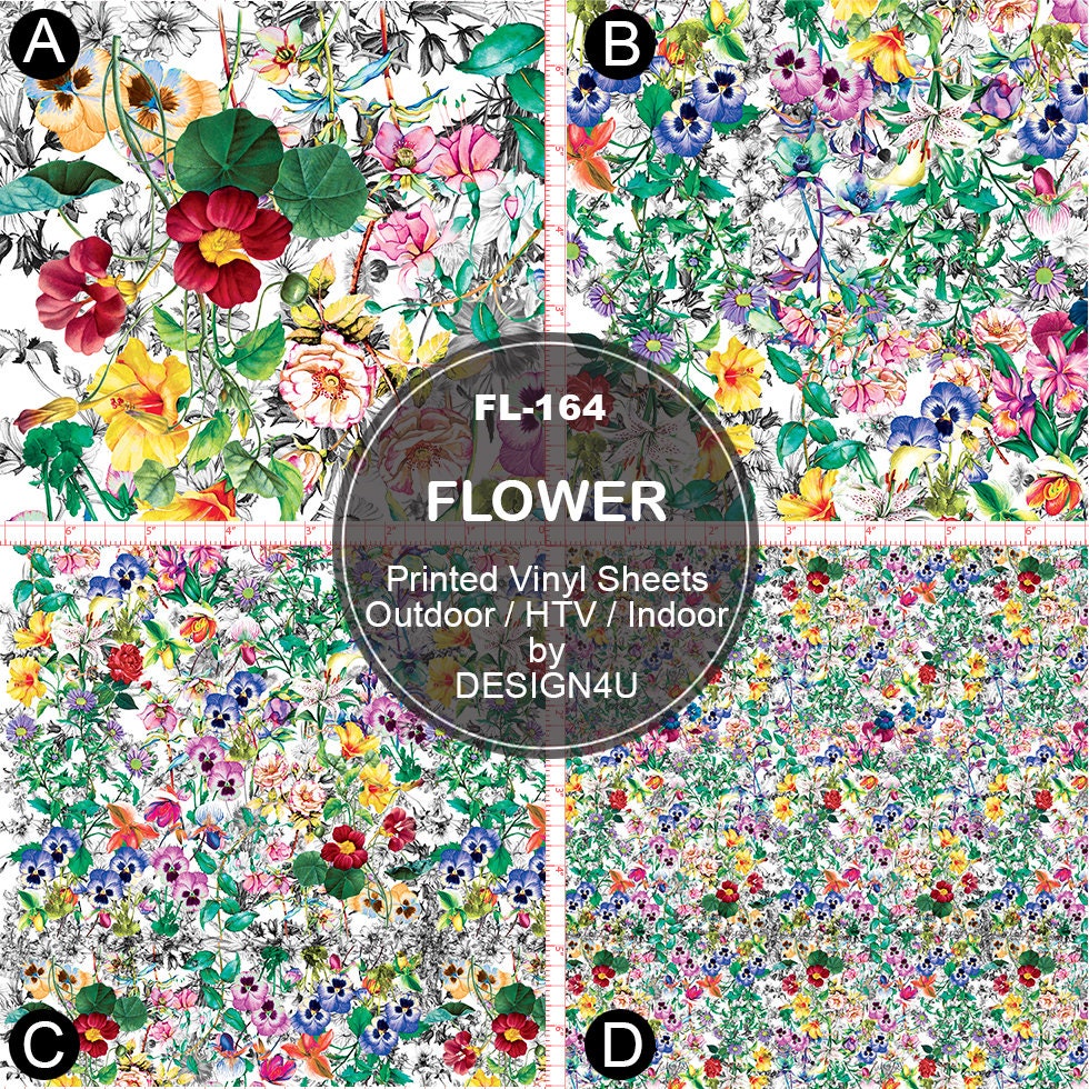 Flower Patterns Adhesive Vinyl Heat Transfer Vinyl Pattern - Etsy