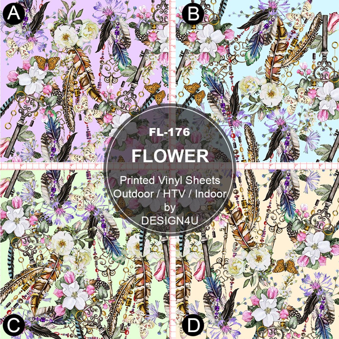 Flower Printed Patterns Adhesive Vinyl, Heat Transfer Vinyl, Pattern ...