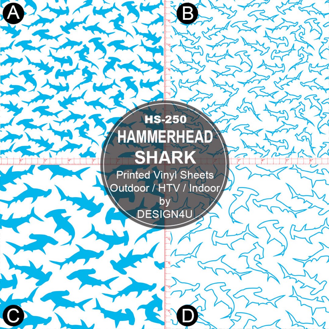 Hammer Head Shark Printed Patterns Adhesive Vinyl Heat - Etsy
