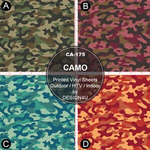 CAMO Printed Patterns Adhesive Vinyl, Heat Transfer Vinyl, Pattern Heat ...