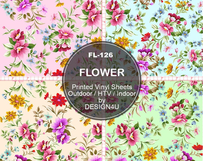 Geometric Flowers Printed Vinyl, Adhesive Vinyl, Heat Transfer Vinyl ...