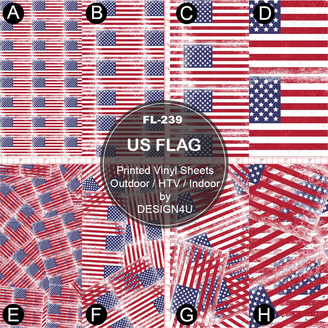 US Flag Printed Patterns Adhesive Vinyl, Heat Transfer Vinyl, Pattern ...