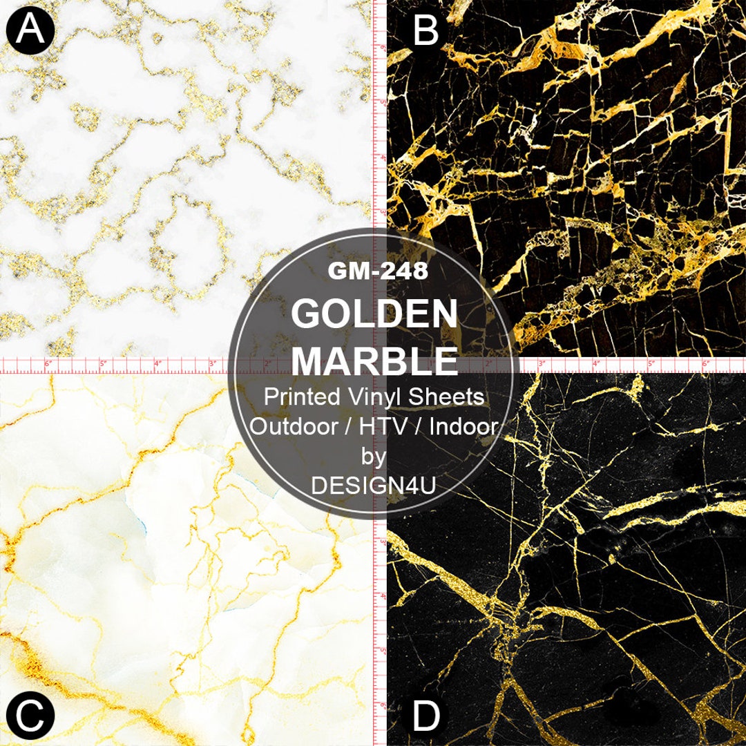 Golden Marble Printed Patterns Adhesive Vinyl, Heat Transfer Vinyl ...