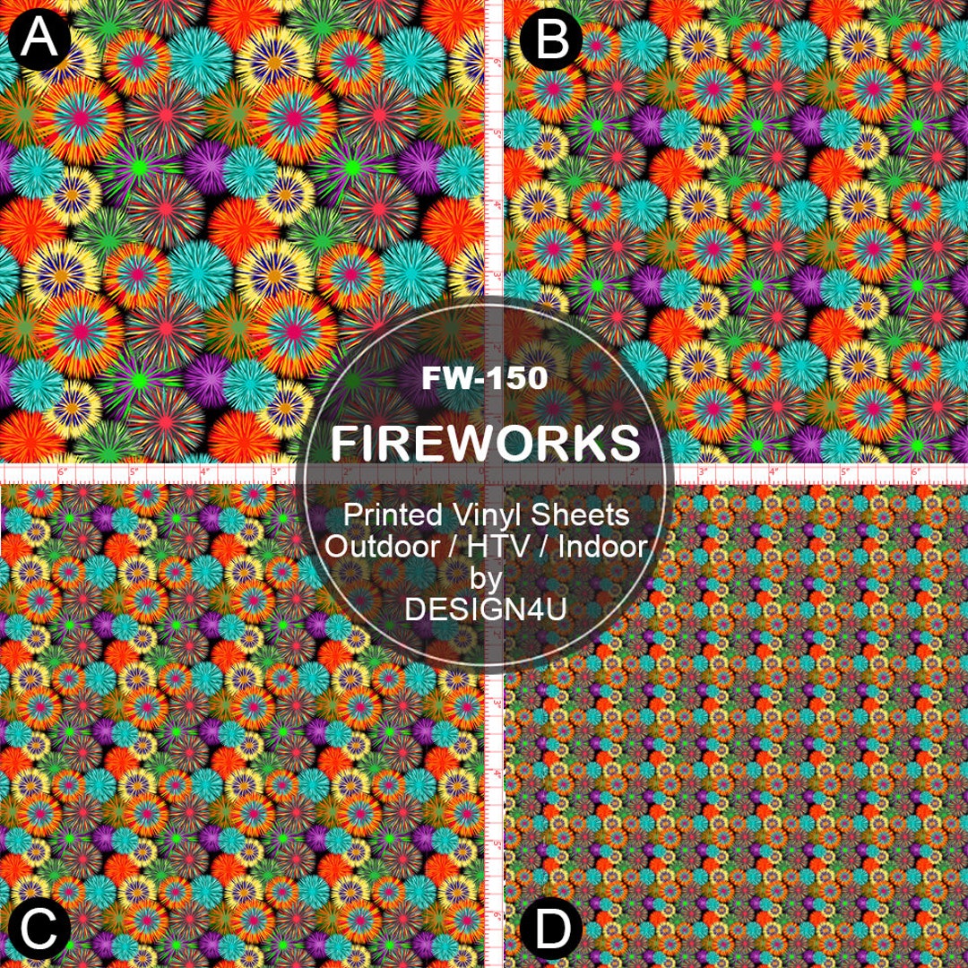 Fireworks Patterns Adhesive Vinyl, Heat Transfer Vinyl, Pattern Heat ...