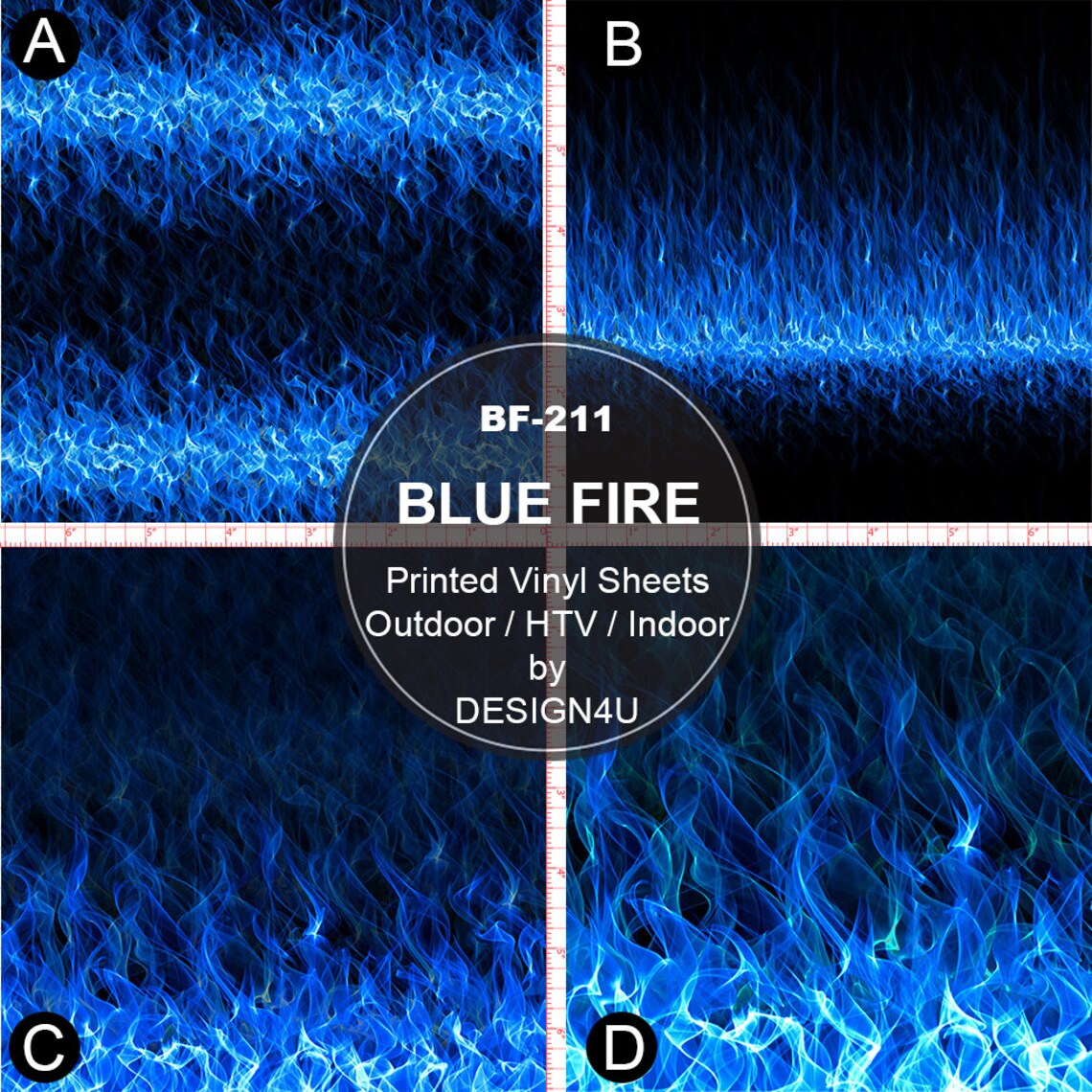 Blue Fire Pattern Printed Patterns Adhesive Vinyl Heat - Etsy