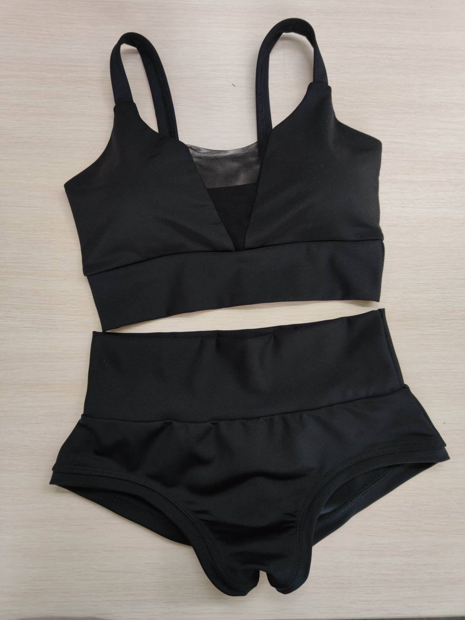 Pole Dance Wear Mesh Top and Shorts, Workout Outfit, Red Set, Polewear ...