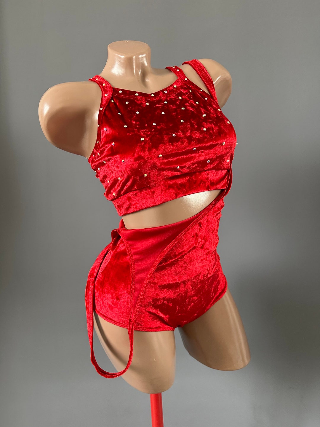 Pole Dance Wear, Velvet Top and Shorts for Pole Dance, Bodysuit ...