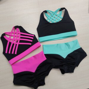 Two Pieces Pole Wear, Pole Dance Wear Top and Shorts, Workout Outfit ...