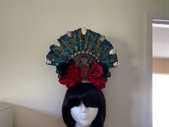 Day of the Dead Head Piece Dia De Los Muertos Crown Head - Etsy