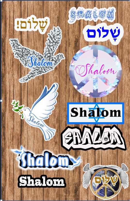 Shalom Stickers Jewish Shalom Stickers Jewish Peace Sticker | Etsy