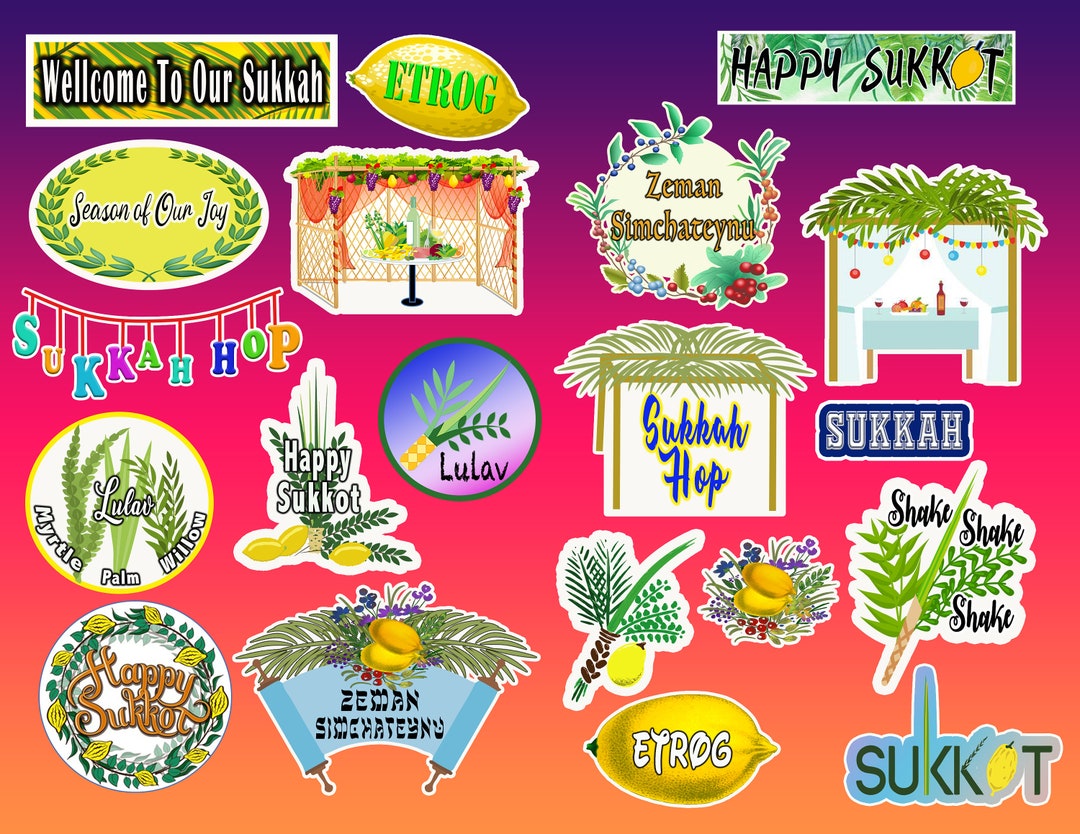 Sukkot Stickers, Sukkah Stickers, High Holiday Stickers, Jewish ...