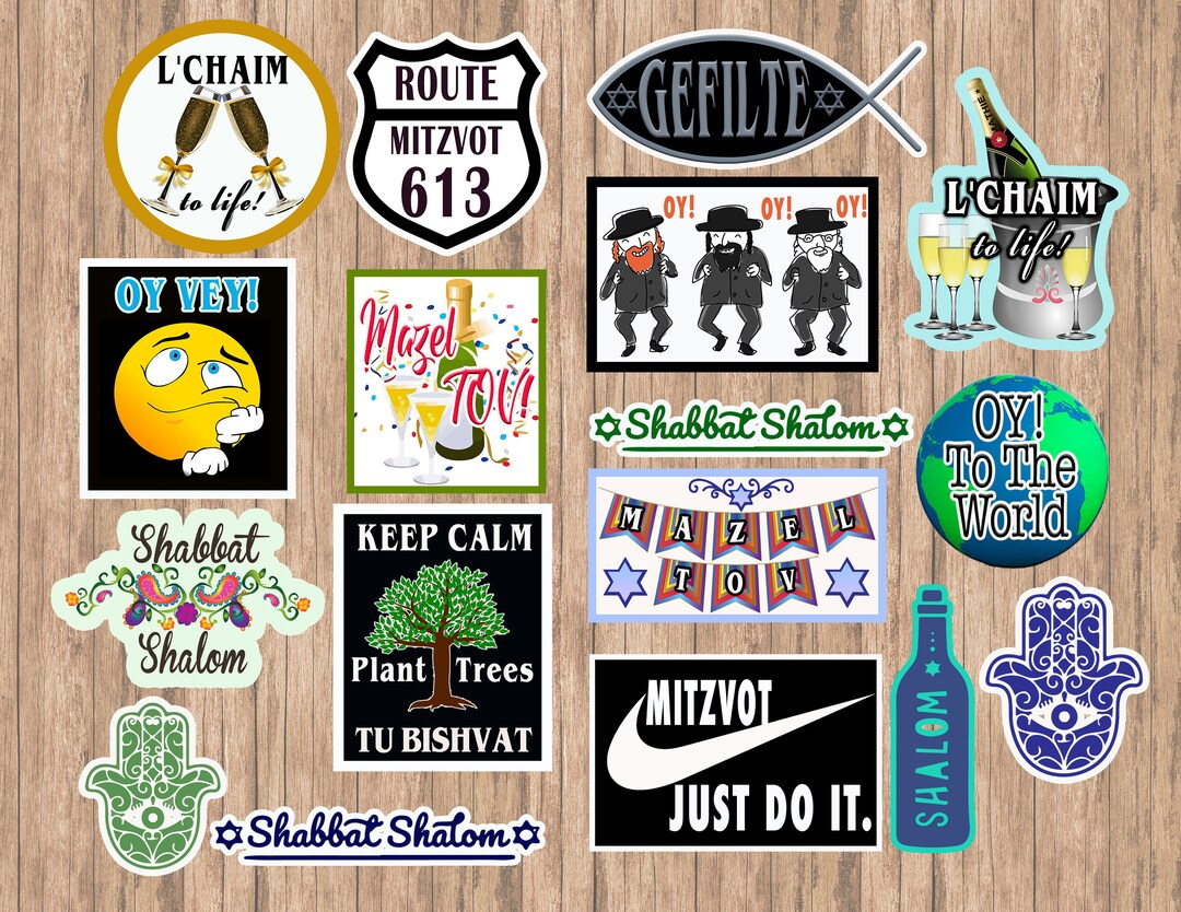 Jewish Stickers, Jewish Sticker Pack L'chiam, Mitzot, OY VEY, Mazel Tov ...