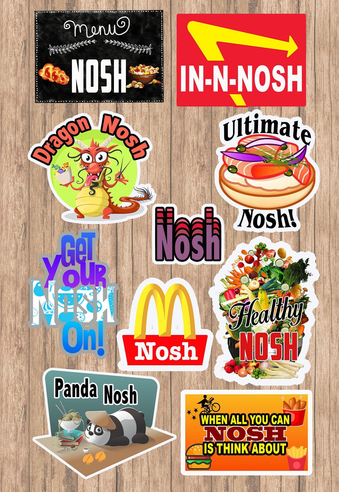 Nosh Stickers,jewish Food Sticker, Jewish Sticker Pack - Etsy