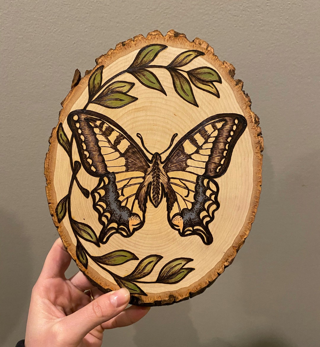 Woodburned Butterfly - Etsy