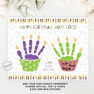 EDITABLE Halloween Happy Birthday Cupcake Handprint Craft | Birthday ...