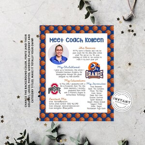 Meet the Coach Basketball Template Coach Introduction Form Editable ...