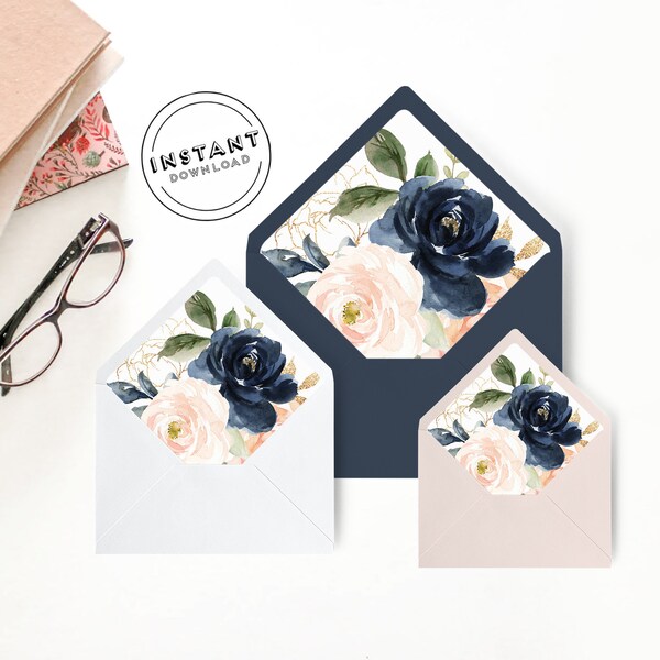 Navy Blush Gold - Etsy