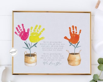 We're Growing Like Flowers Handprint Art Hand Print | Etsy