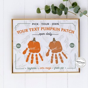 EDITABLE Pumpkin Patch Handprint Craft | Pumpkin Patch Fall Keepsake ...
