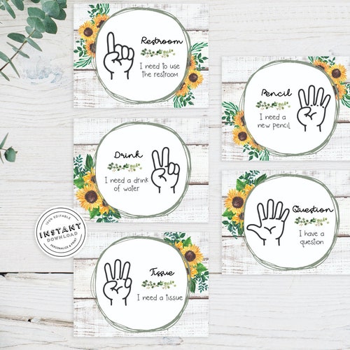 5 Non-verbal Hand Signals Classroom Management Posters - Etsy