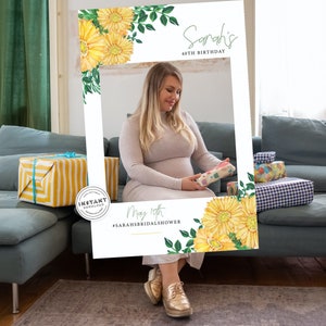 Yellow Gerbera Photo Booth Frame | INSTANT DOWNLOAD Photo Prop | Baby ...