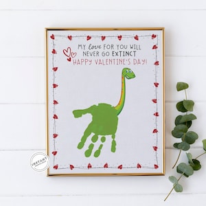 Dinosaur Valentine's Day 1 Handprint Keepsake | Dino Handprint Art ...