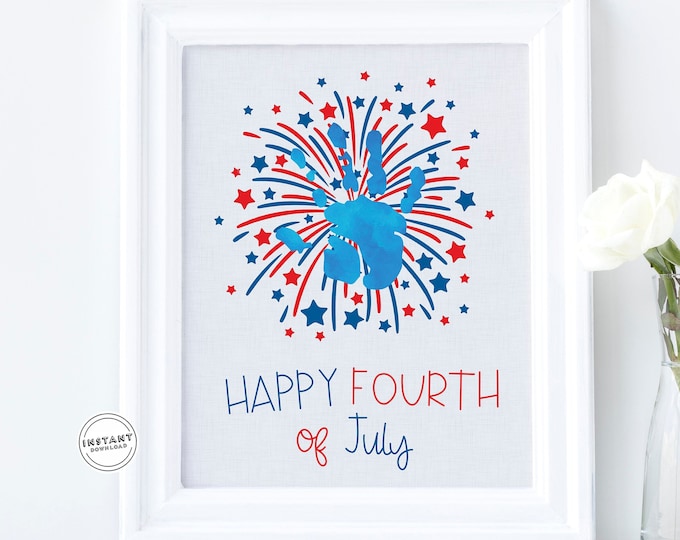 Kids Fourth of July Handprint Craft Printable Activity Independence Day ...