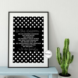 Printable Black and White Classroom Poster| Black and White Polka Dot ...