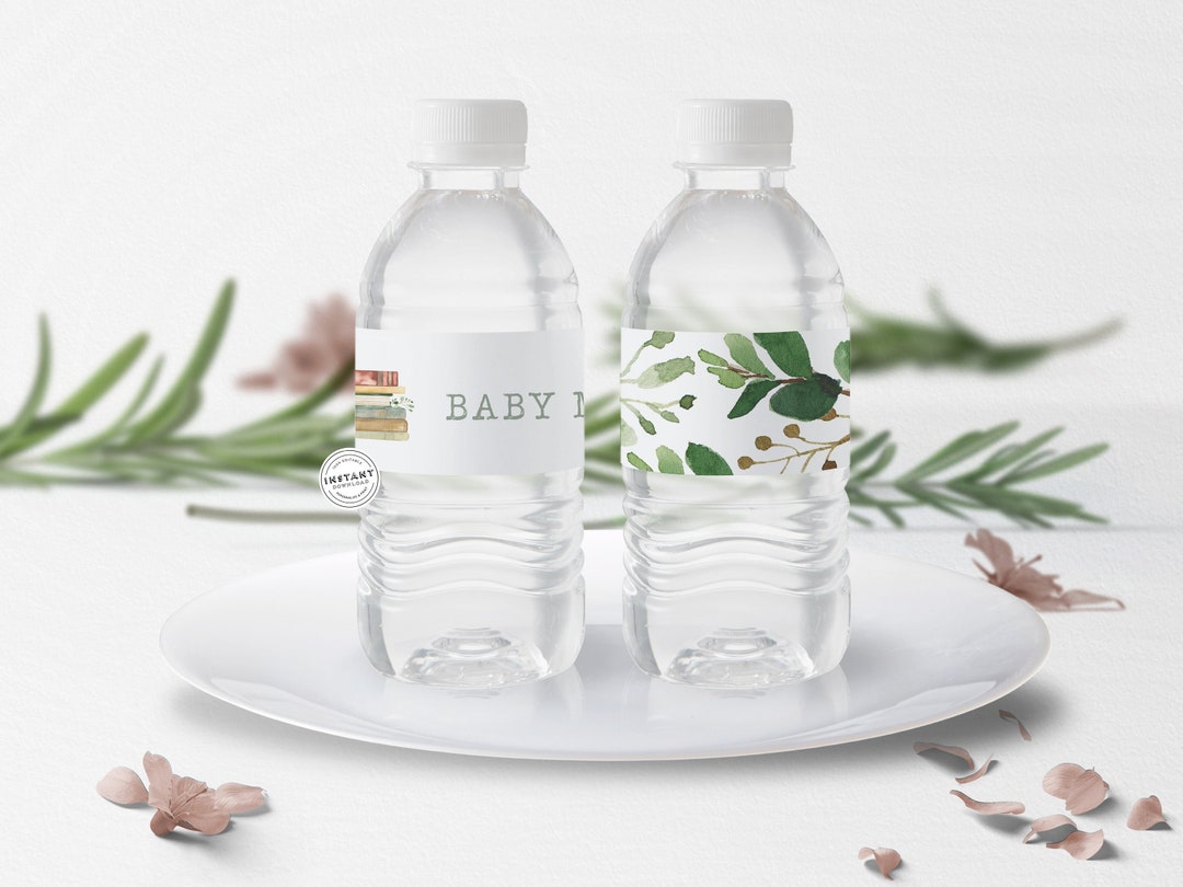 Storybook Stack Water Bottle Wraps | Book Lover Baby Shower Decor ...