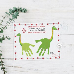 EDITABLE Two Handprints Dinosaur Valentine | Handprint Dino Craft Kids ...