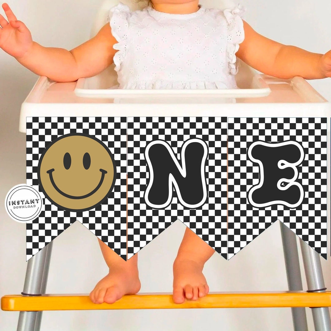 One Happy Dude High Chair Banner | Smiley One High Chair Banner | First ...