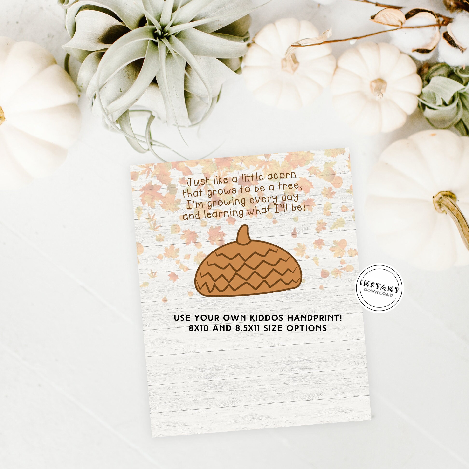 Acorn Fall Handprint Craft Growing up Handprint Craft - Etsy