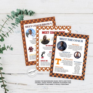 Meet the Coach Football Template | Coach Introduction Form | Editable ...