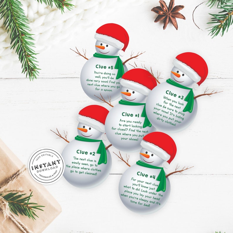 Snowman Scavenger Hunt for Kids at Home Holiday Treasure - Etsy
