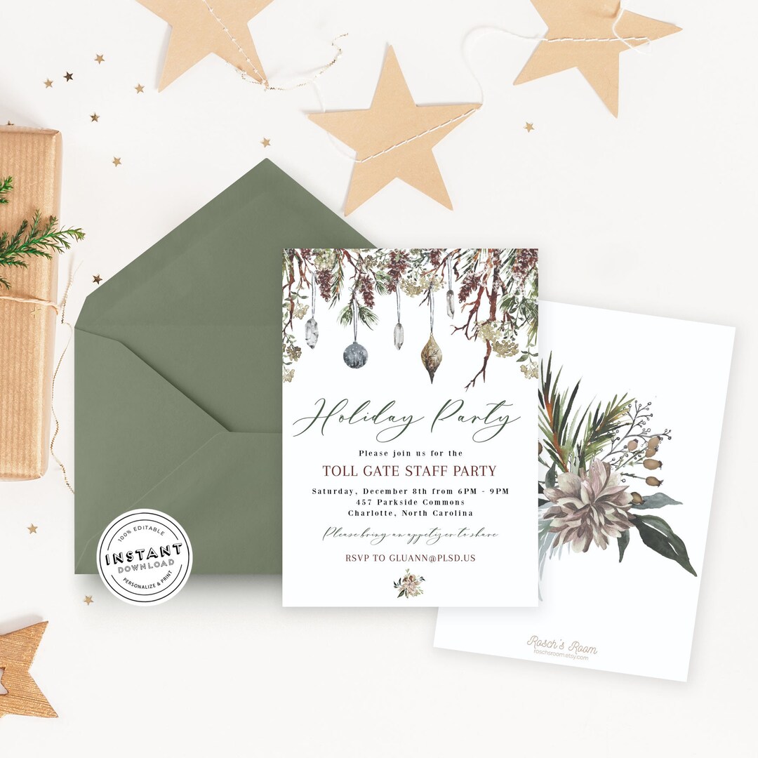 Holiday Party Invitation Template | Christmas Staff Party Printable ...