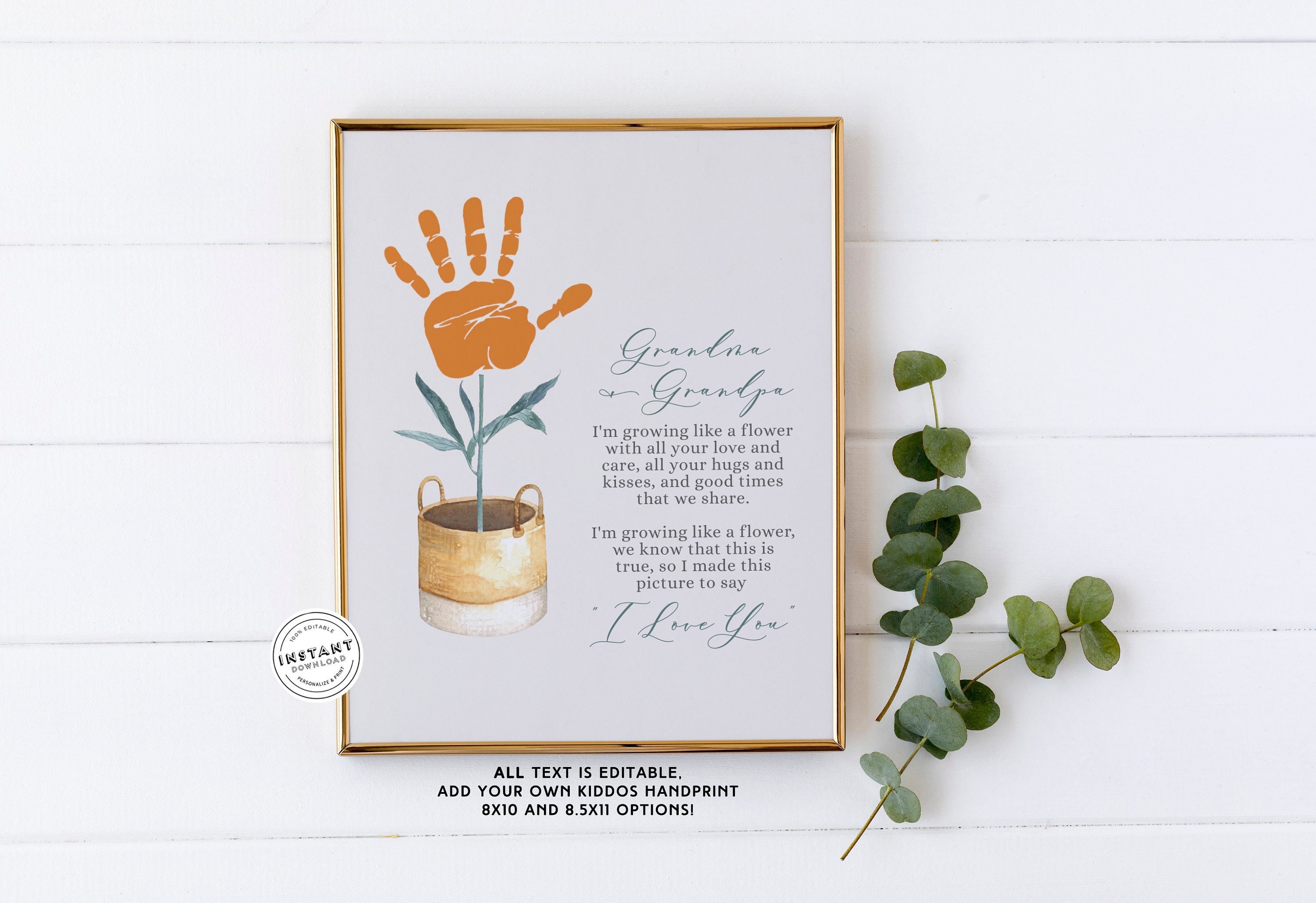 EDITABLE Growing Like a Flower Handprint Art Thank You Craft - Etsy