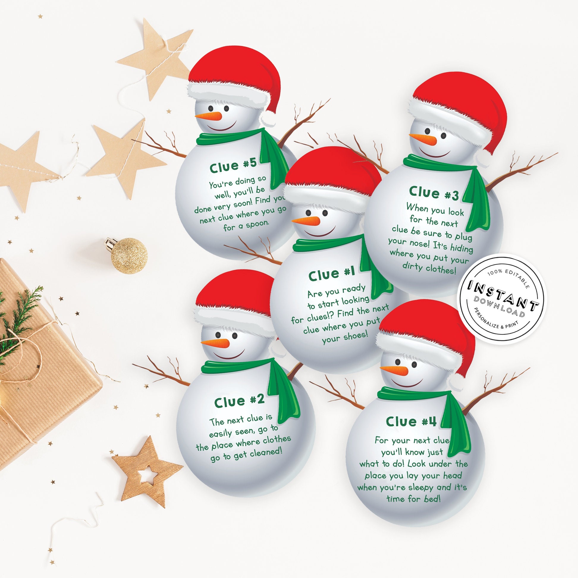 Snowman Scavenger Hunt for Kids at Home Holiday Treasure - Etsy