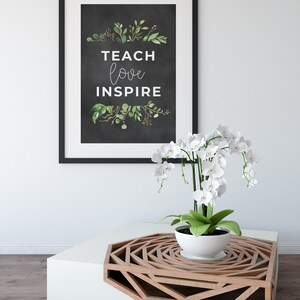 Teach Love Inspire Poster | Farmhouse Classroom | Chalkboard Rustic ...