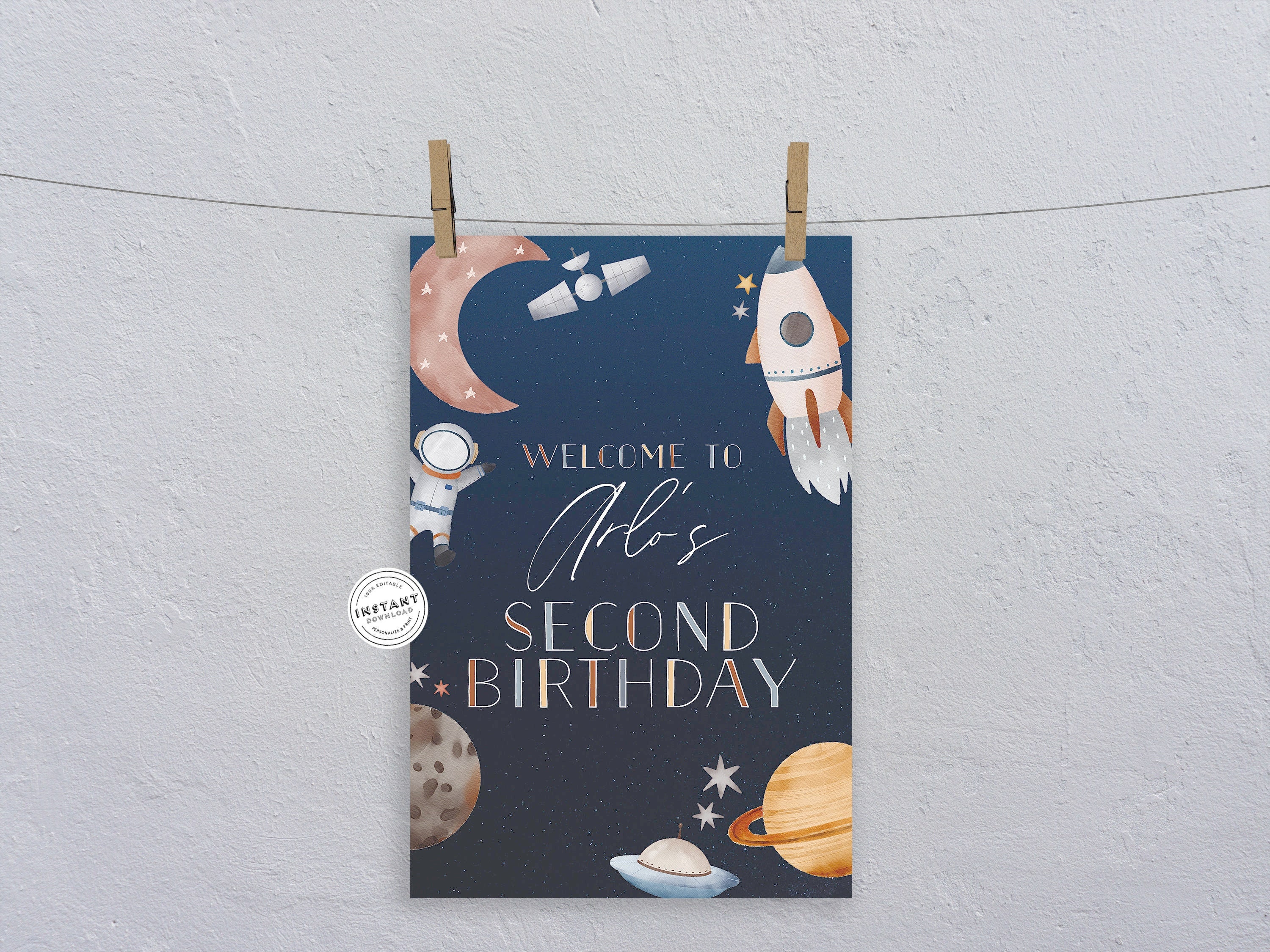 Two the Moon Welcome Sign | Birthday Welcome Sign | 2nd Birthday Space ...