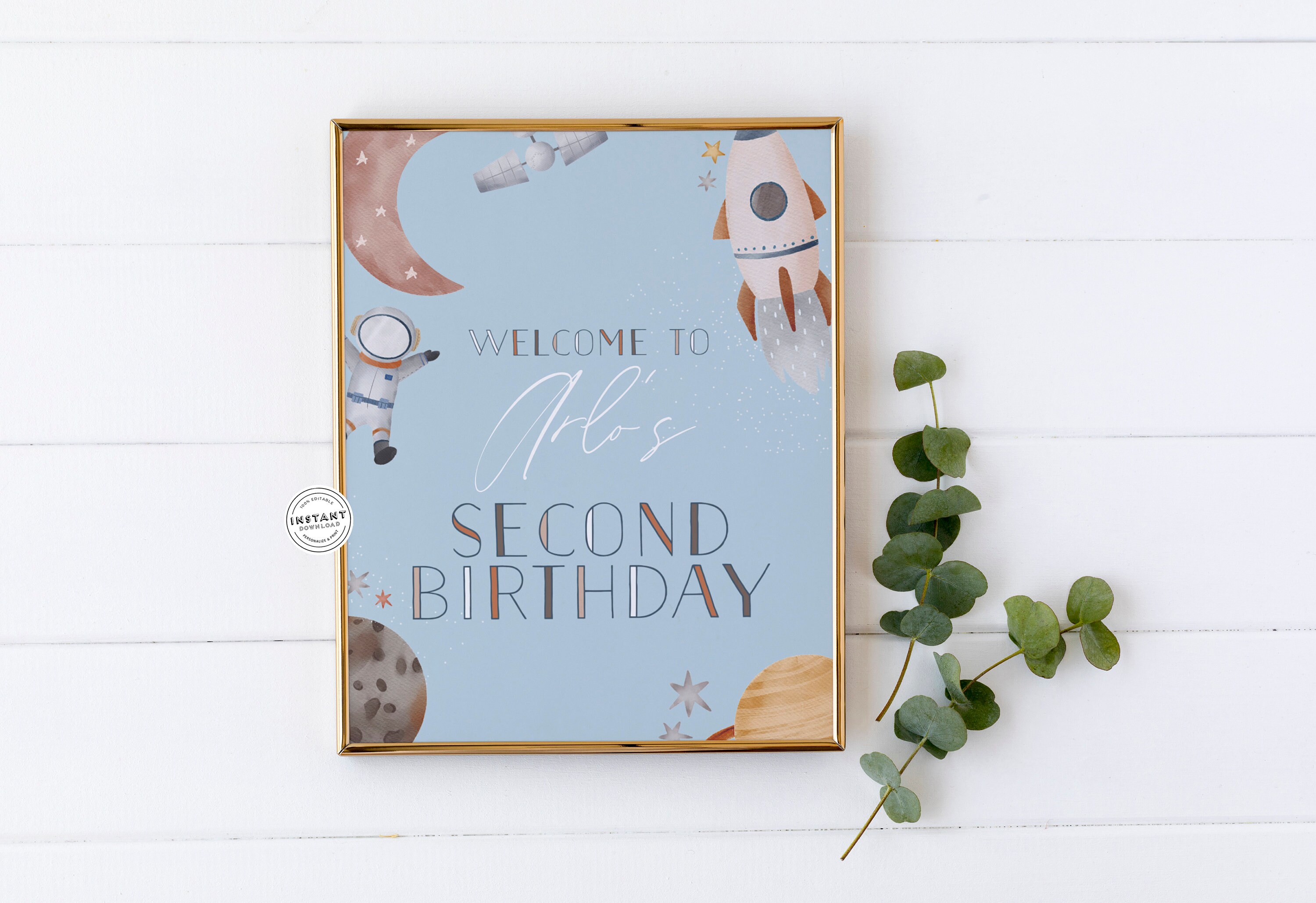 Light Blue Two the Moon Welcome Sign Birthday Welcome Sign - Etsy