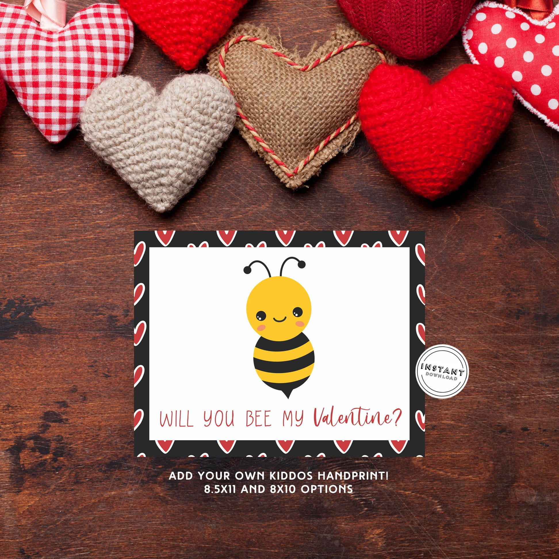 Bee My Valentine Handprint Craft Happy Valentine's Day - Etsy