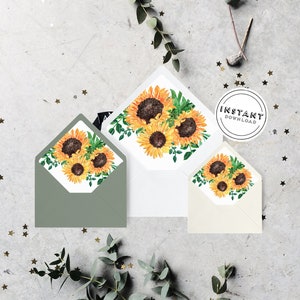 Sunflower Envelope Liner Printable Template Euro Envelope Liner ...