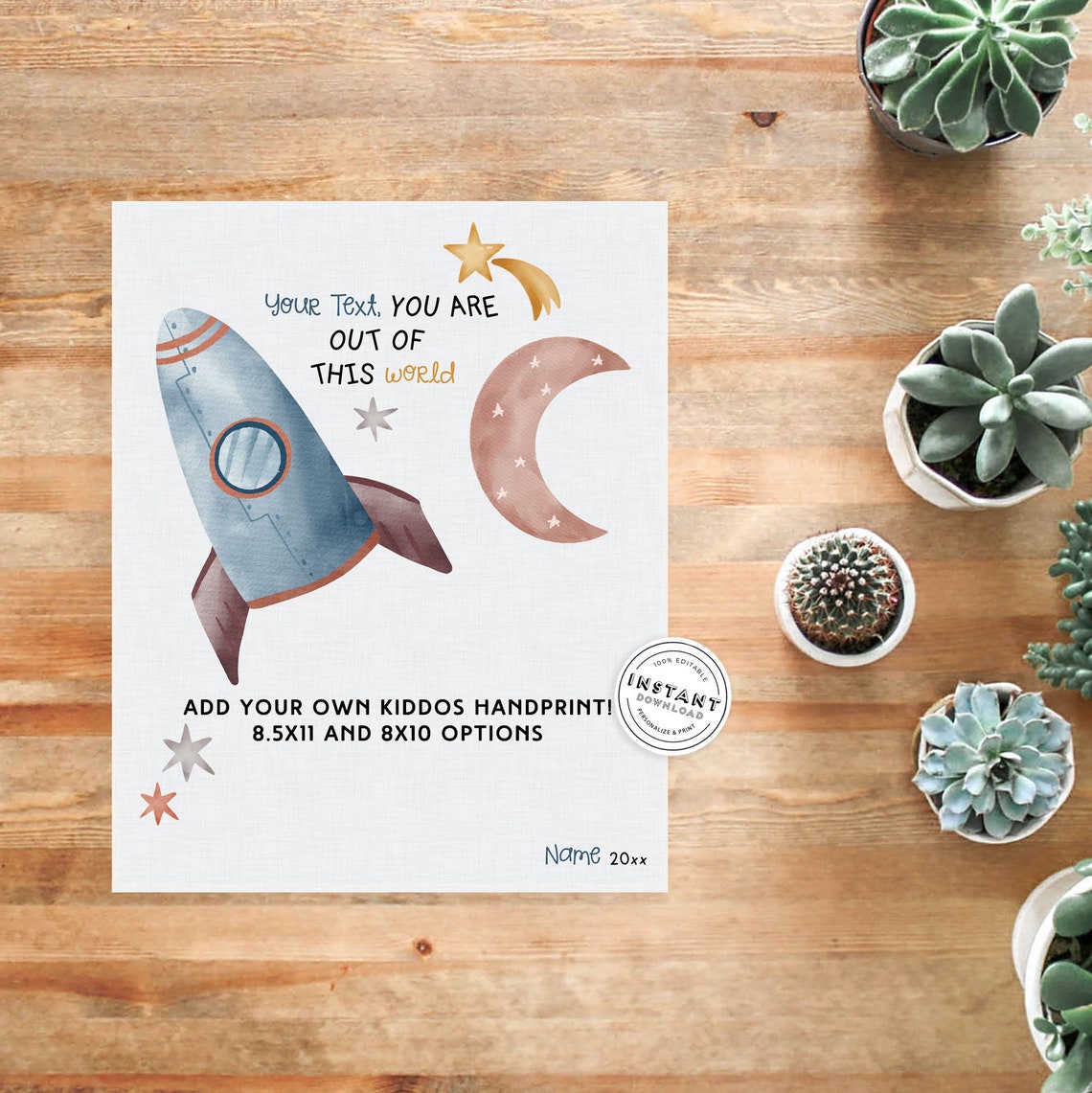 EDITABLE You Are Out of This World Handprint Craft Grandpa - Etsy